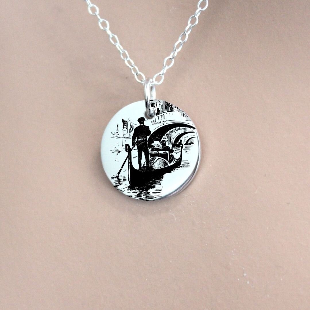 Sterling Silver Venice Gondola Necklace: Italian Charm, Personalized ...