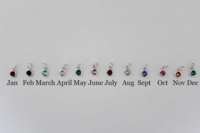 Sterling Silver Custom Round Birthstone Charm Necklace - Etsy