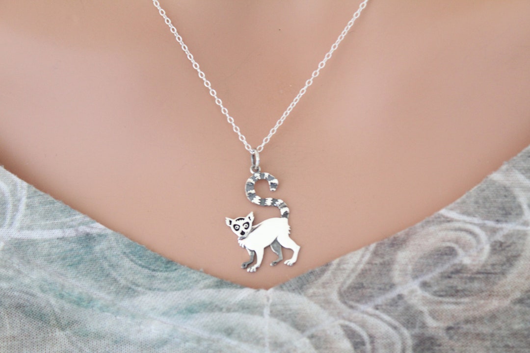 Sterling Silver Lemur Necklace, Realistic Animal Pendant - Etsy