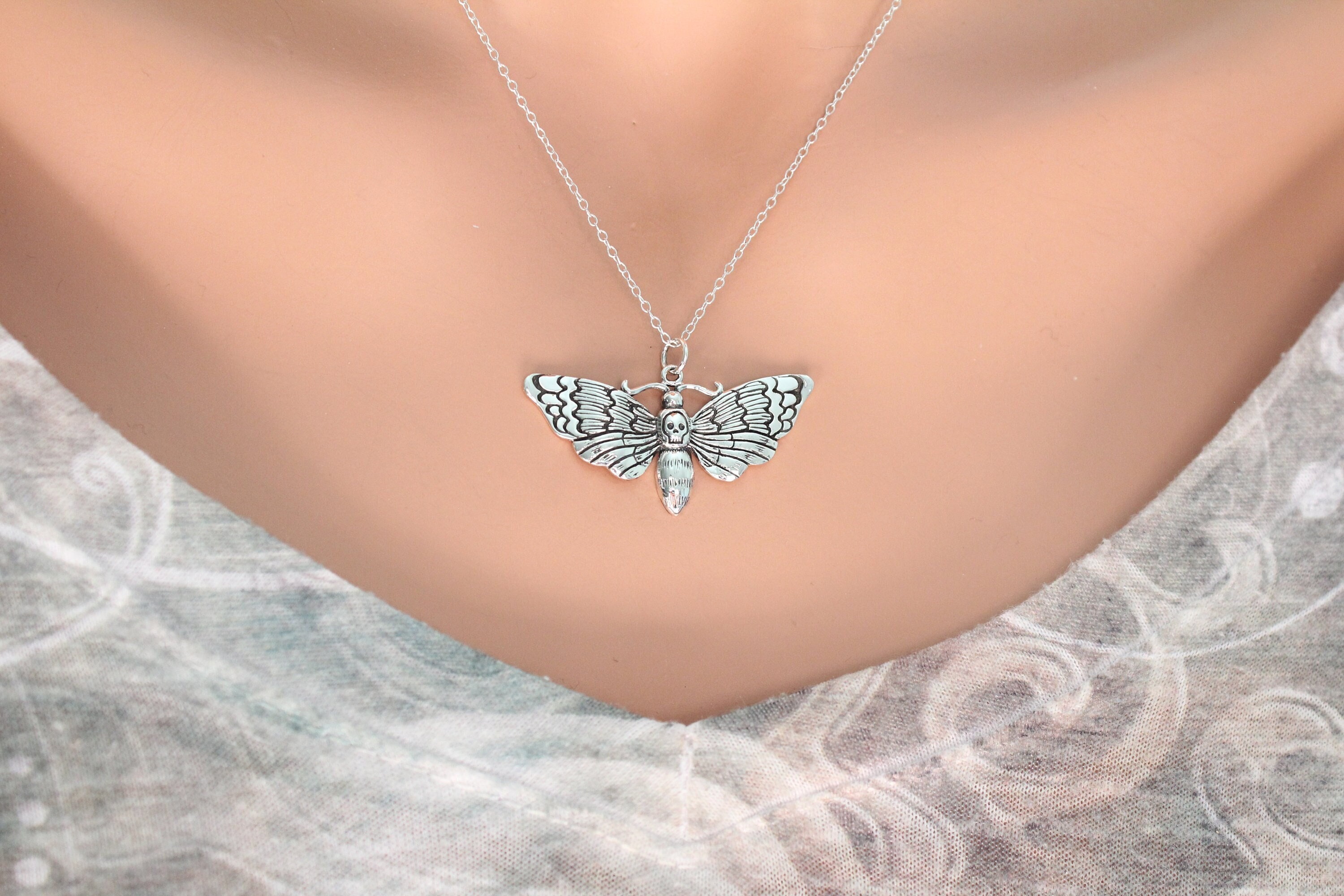 Sterling Silver Death's-head Hawk Moth Necklace - Etsy