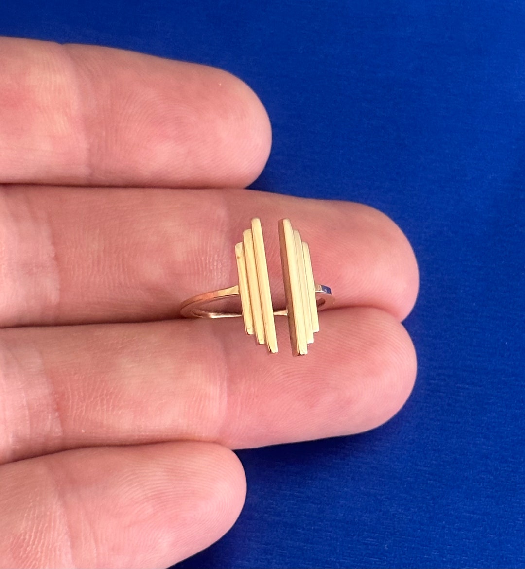Bronze Adjustable Stepped Bar Ring: Modern Geometric Jewelry - Etsy