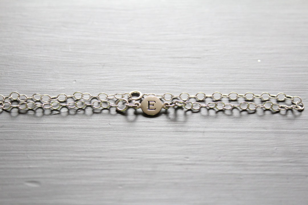 Sterling Silver Simple E Initial Bracelet, Silver Stamped E Bracelet ...