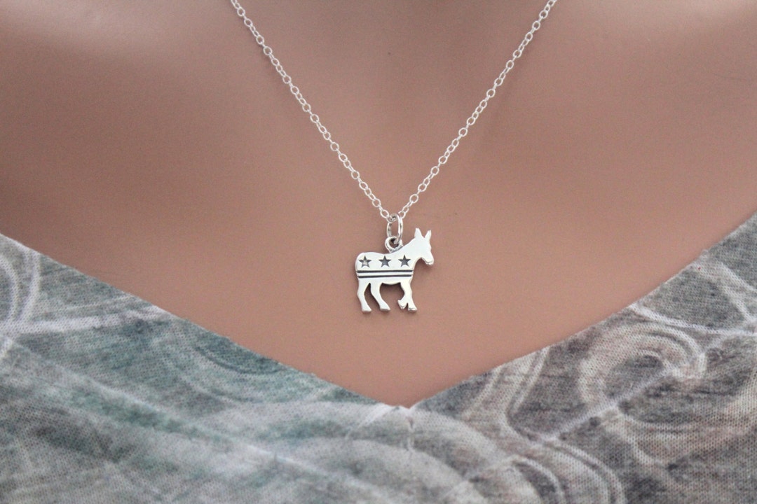 Sterling Silver Democratic Donkey Necklace: Political Charm - Etsy