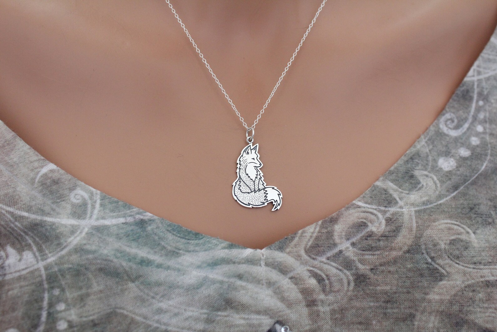 Sterling Silver Fox Charm Necklace Silver Fox Charm Necklace - Etsy