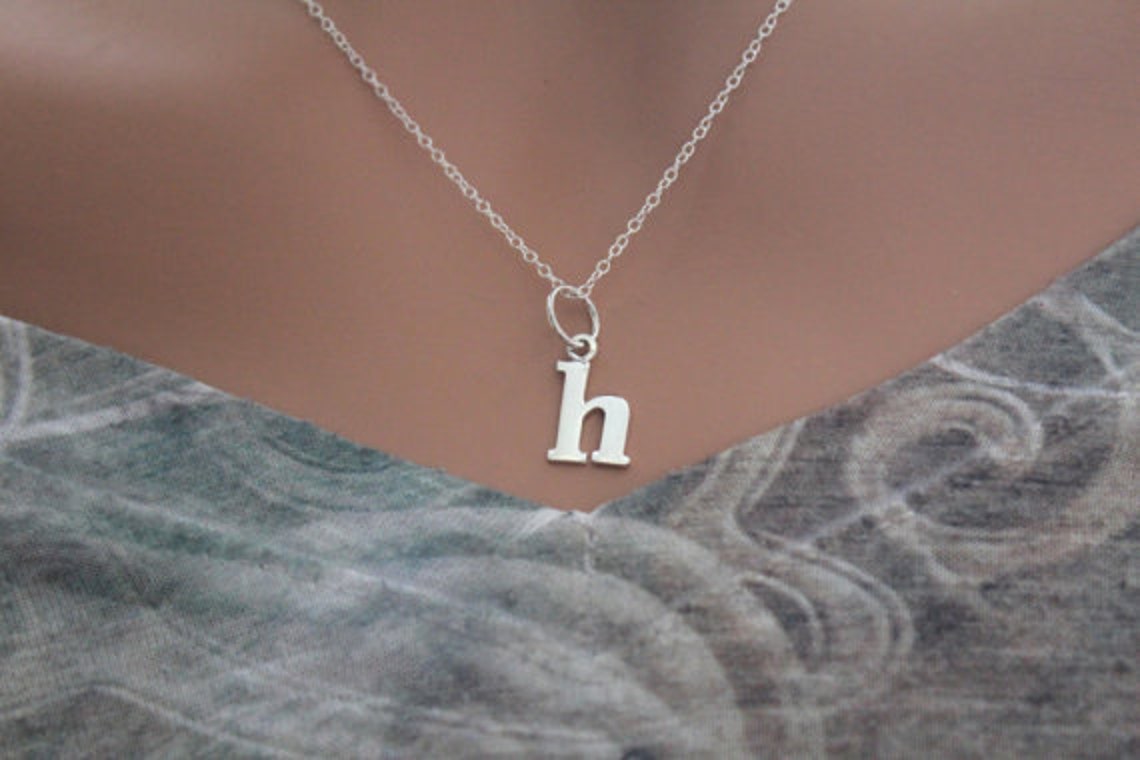 Sterling Silver Lowercase H Initial Necklace: Typewriter Font - Etsy