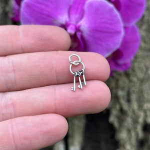 Sterling Silver Key Ring With Three Keys Charm - Etsy
