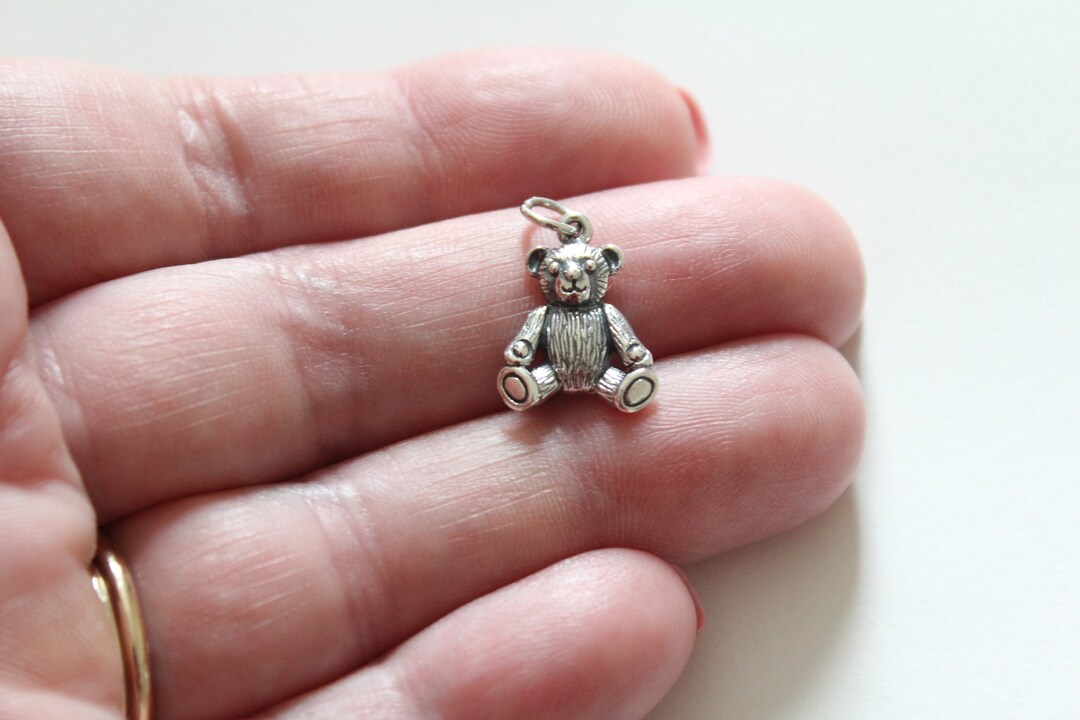 Sterling Silver Teddy Bear Charm - Realistic Pendant - Etsy