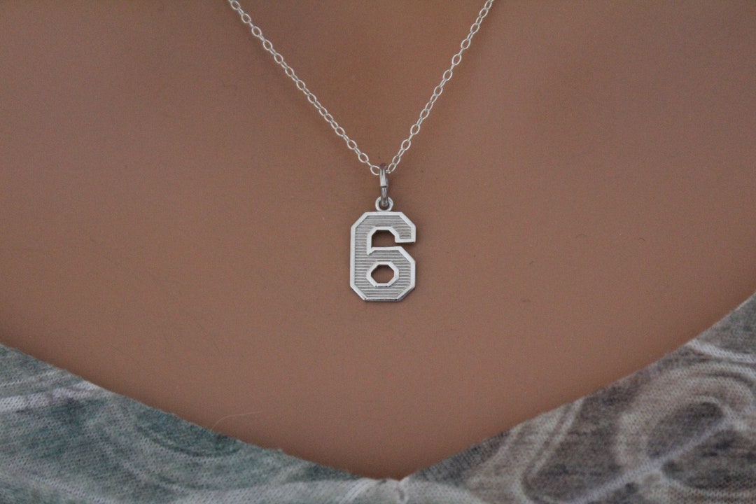 Sterling Silver Number Six Charm Necklace, Sterling Silver Number Six ...