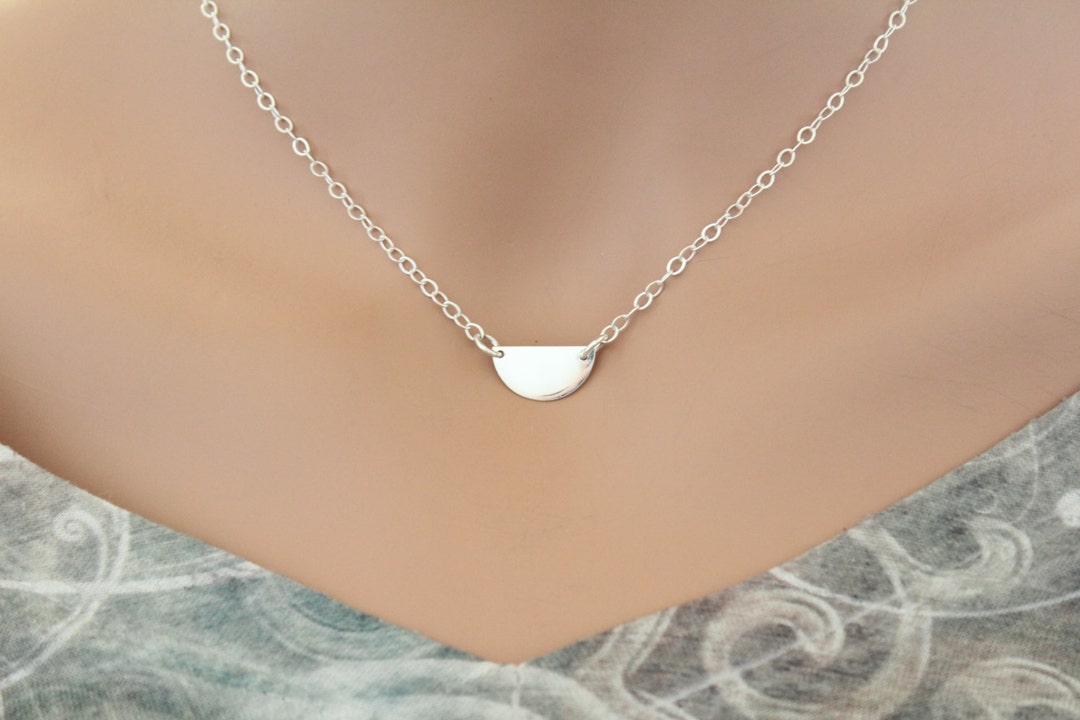 Sterling Silver Half Moon Connector Necklace, Semi Circle Connector ...