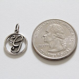 Sterling Silver Rustic Cursive Initial Charm Letter G Charm, Silver ...