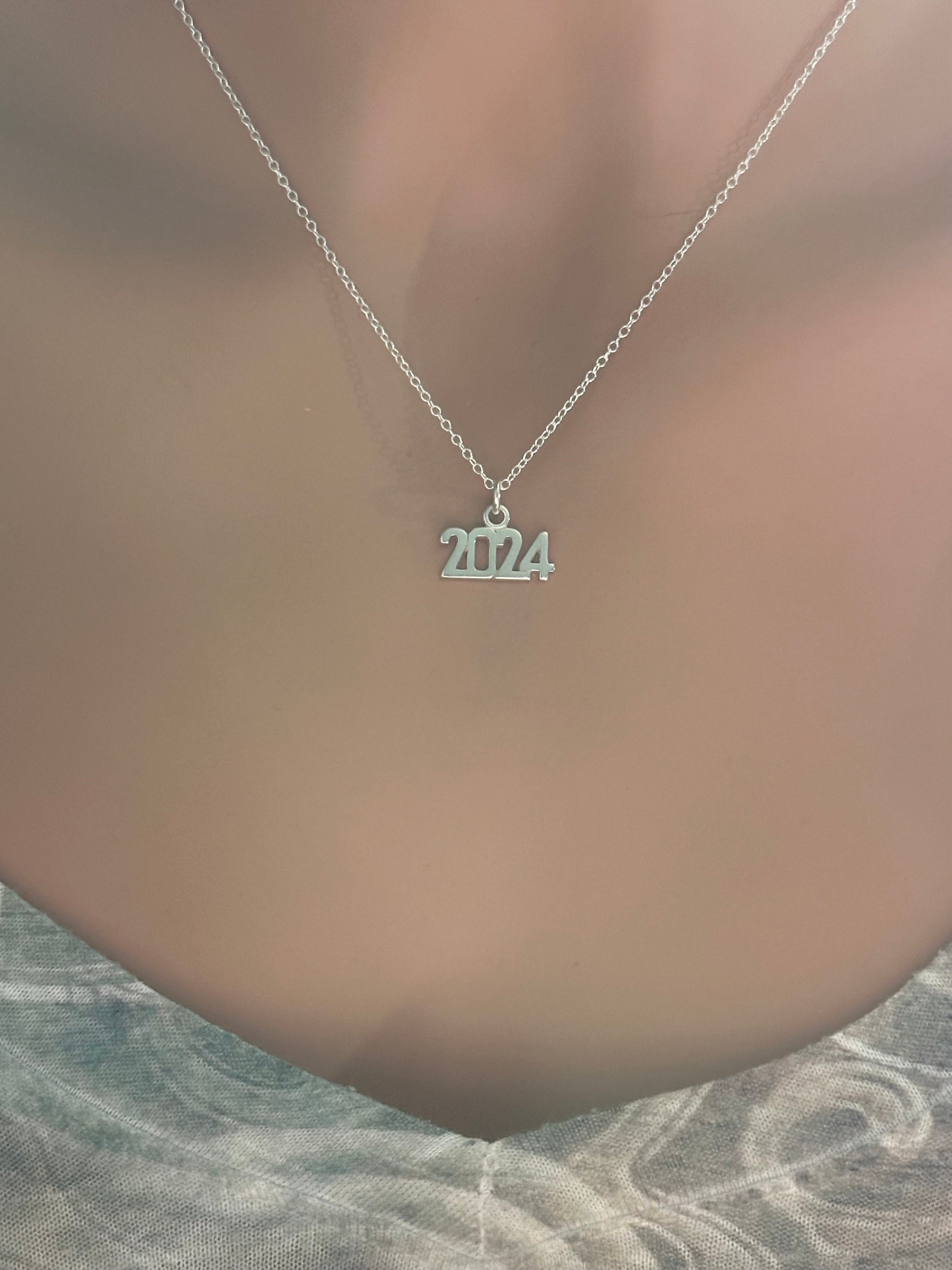 Sterling Silver 2024 Charm Necklace, Graduation Gift - Etsy