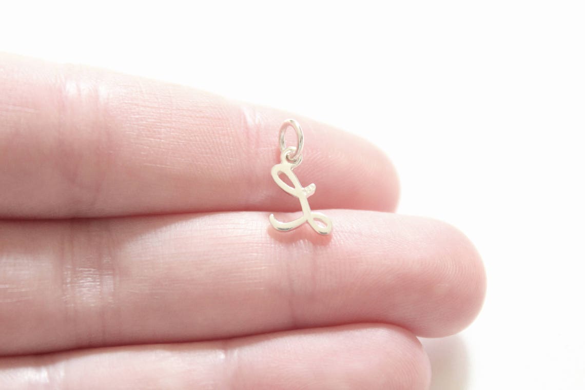 Sterling Silver Cursive L Initial Charm L Letter Charm - Etsy
