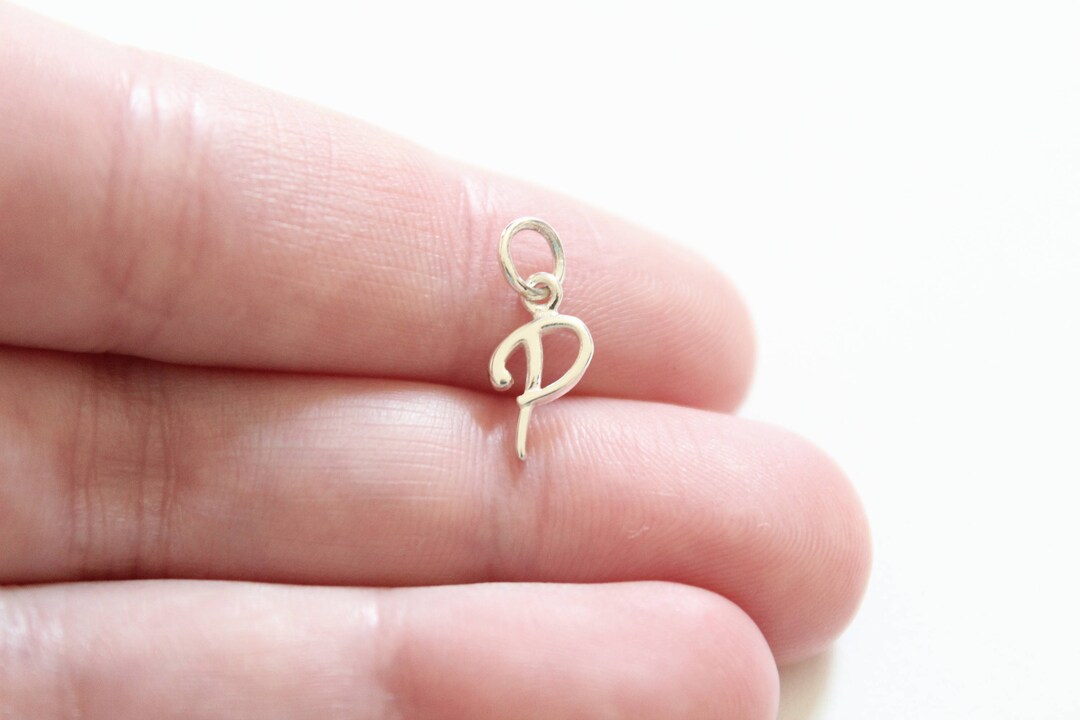Sterling Silver Cursive P Initial Charm - Etsy
