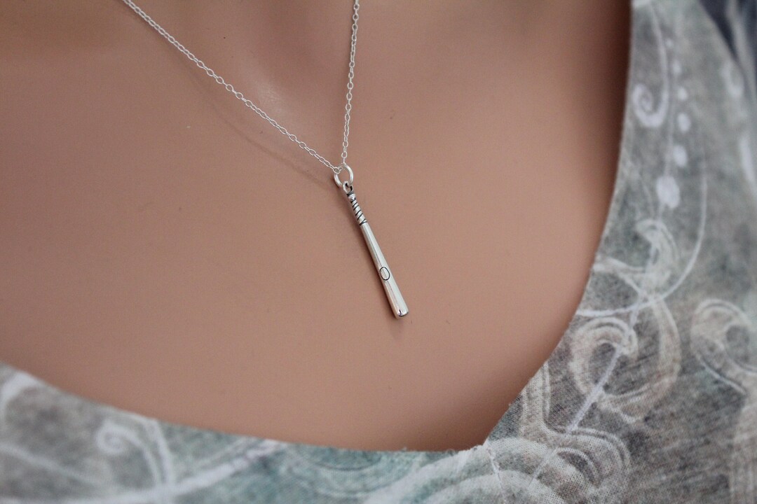 Sterling Silver Baseball Bat Charm Necklace - Etsy