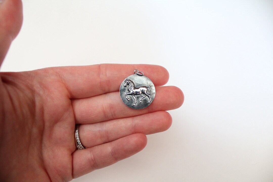 Sterling Silver Prancing Horse Pendant Charm - Etsy