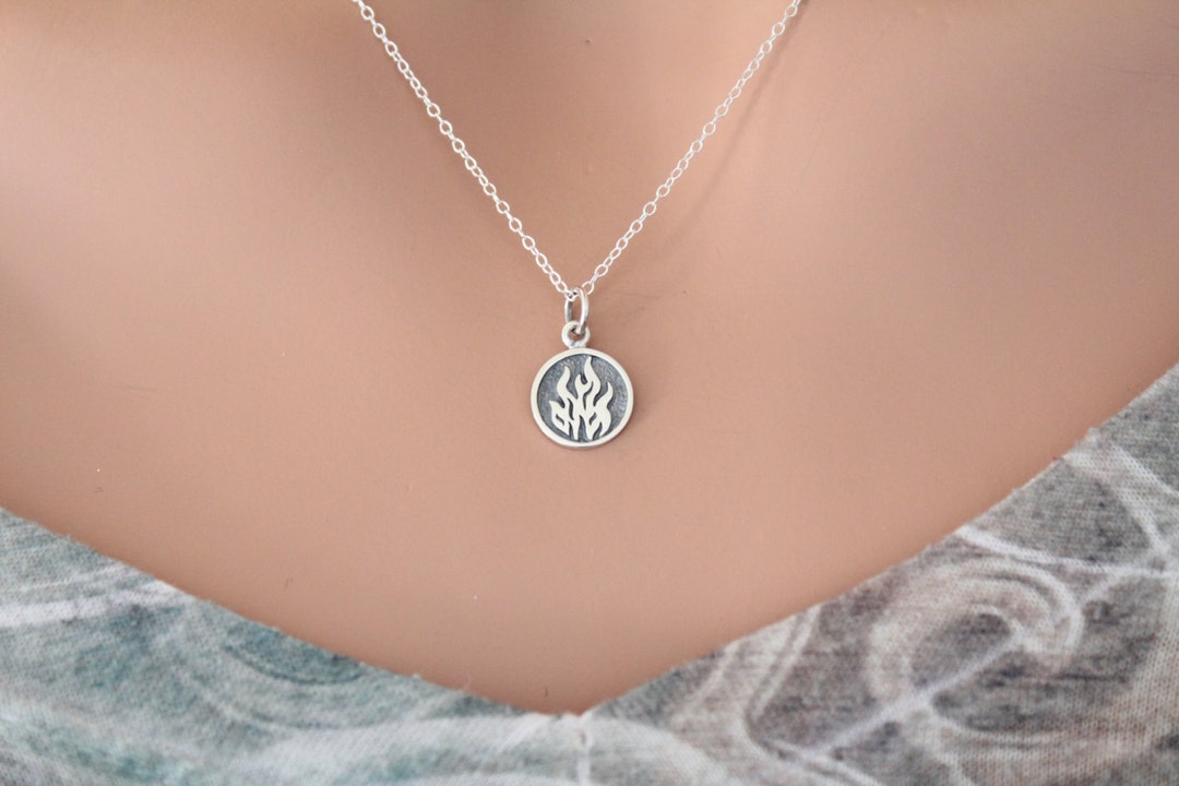 Sterling Silver Fire Element Charm Necklace - Etsy
