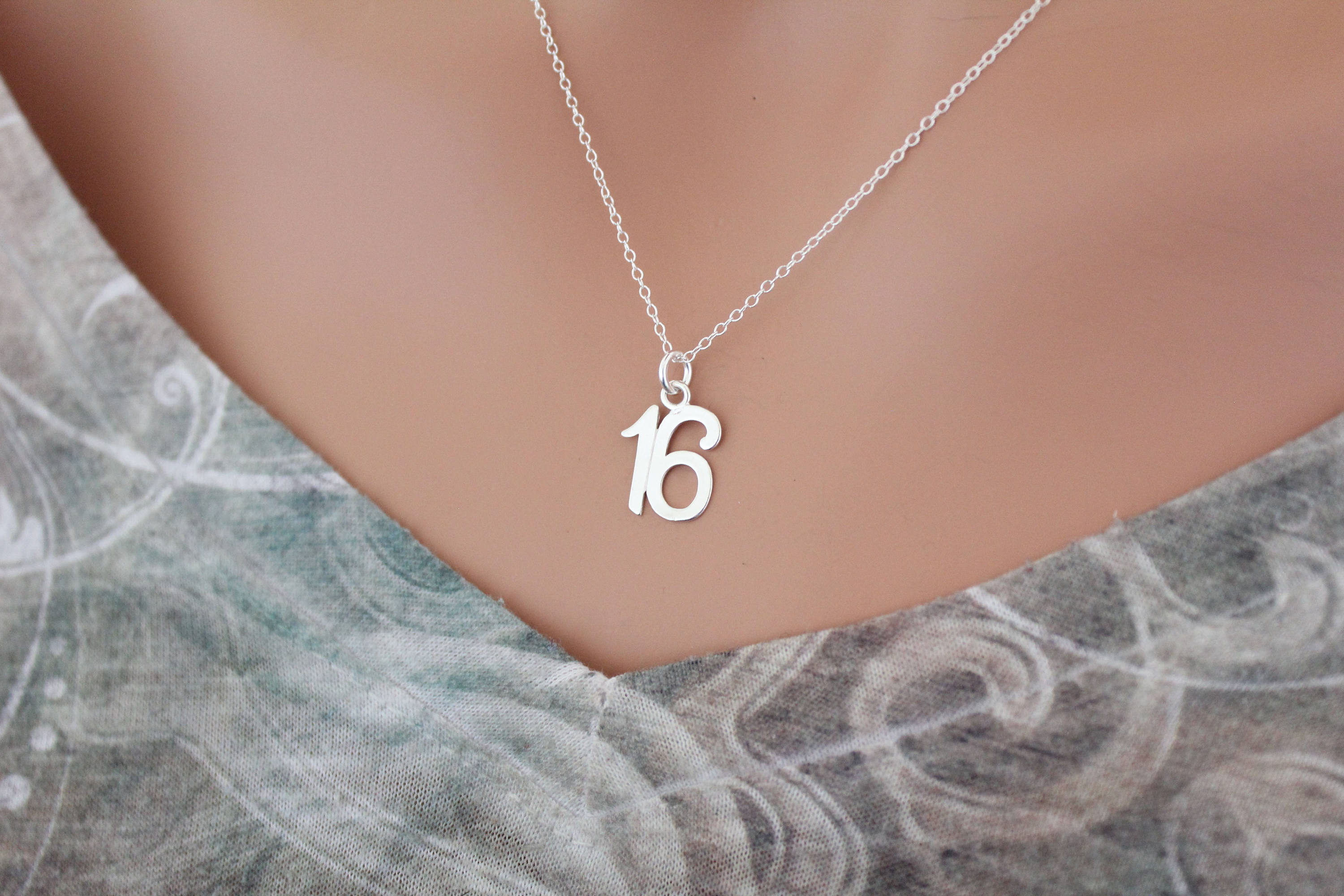 Sterling Silver 16 Charm Necklace 16th Birthday Charm - Etsy UK
