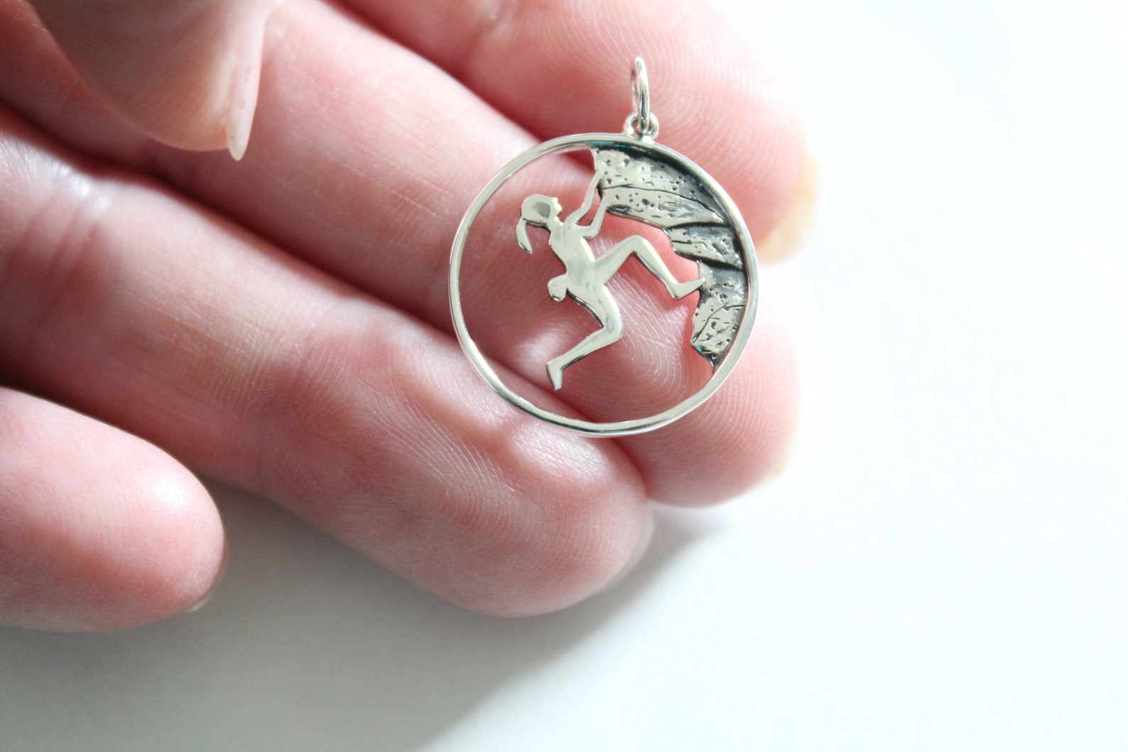 Sterling Silver Rock Climbing Girl Charm Pendant - Etsy