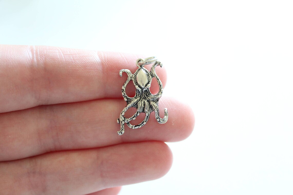 Sterling Silver Octopus Charm Octopus Charm Silver Octopus - Etsy