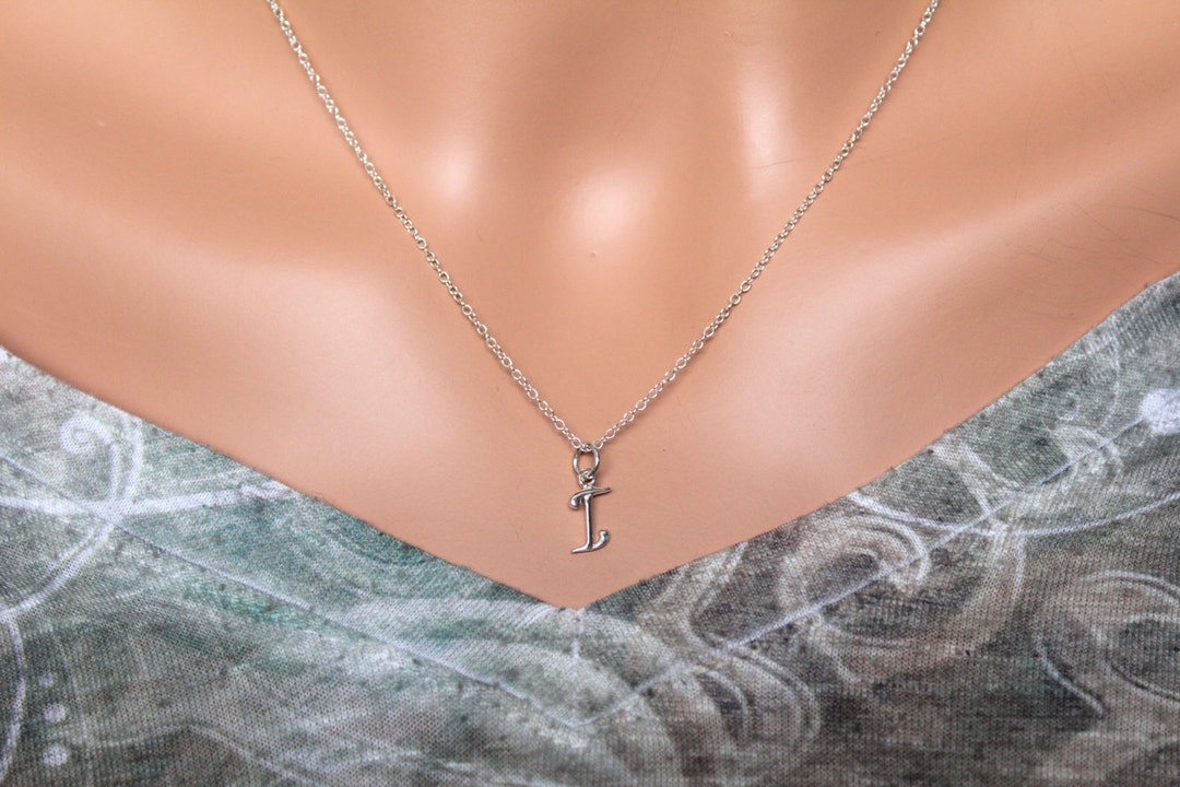 Sterling Silver Cursive I Initial Necklace - Etsy