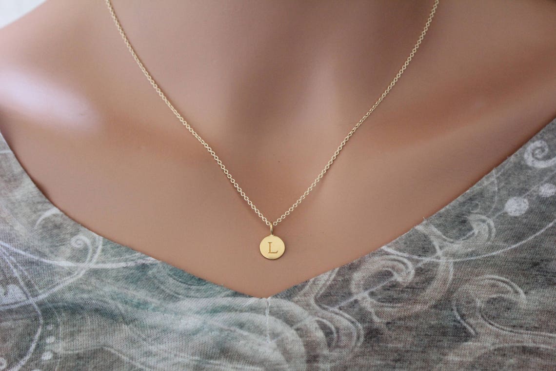 Gold Simple L Initial Necklace Gold Stamped L Necklace | Etsy