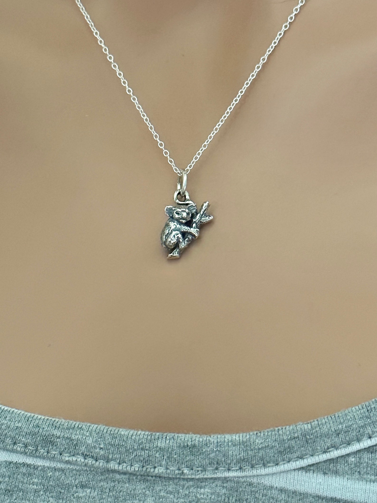 Sterling Silver 3D Koala Bear Charm Necklace - Etsy