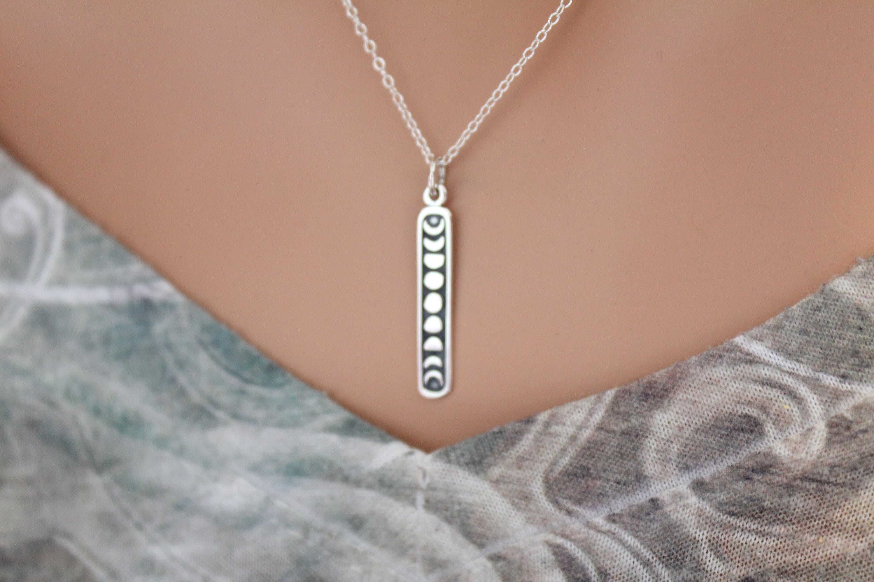 Sterling Silver Moon Phases Link Necklace Silver Moon Phases | Etsy