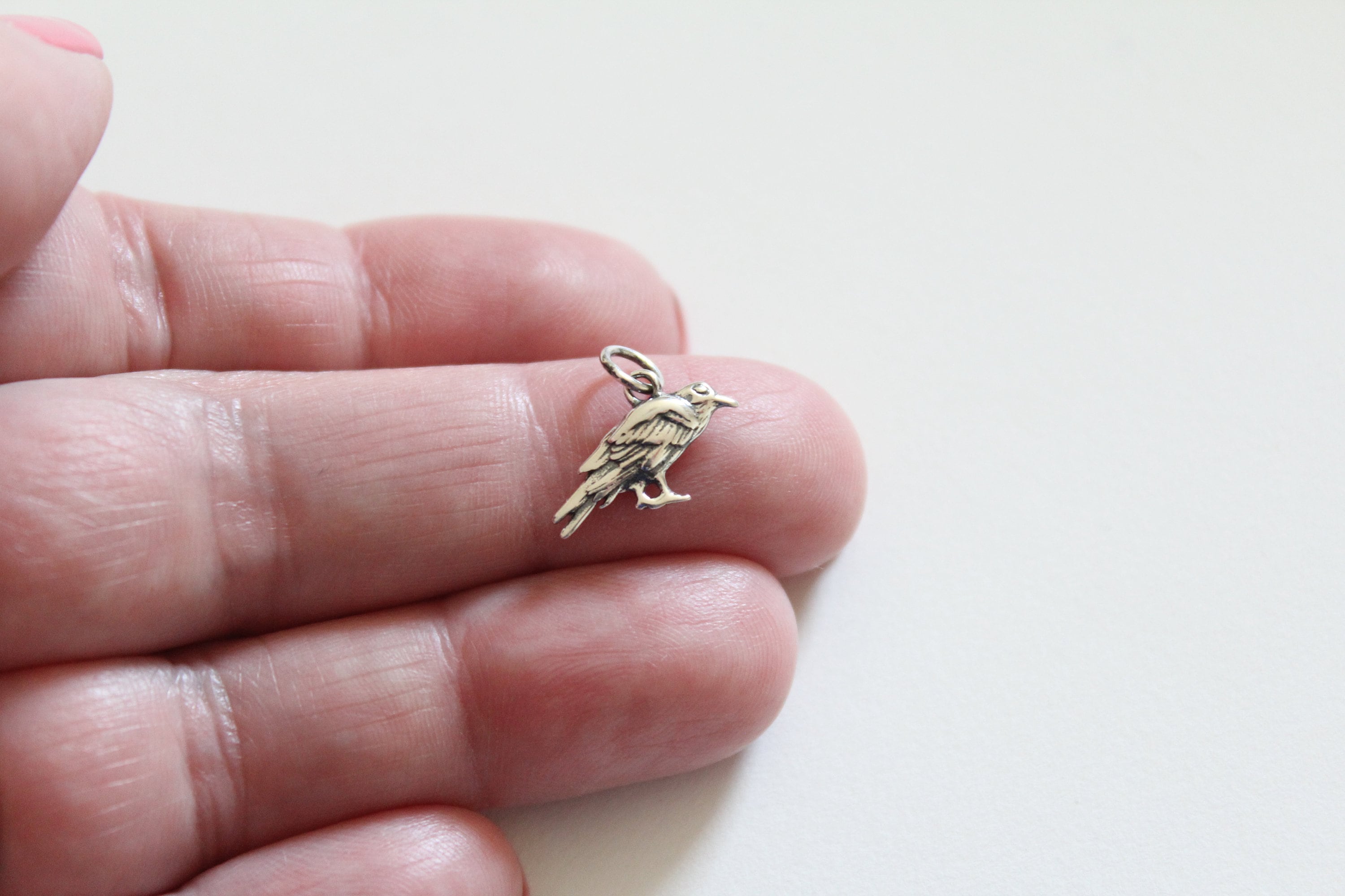 Sterling Silver Raven Charm Raven Necklace Raven Pendant - Etsy UK