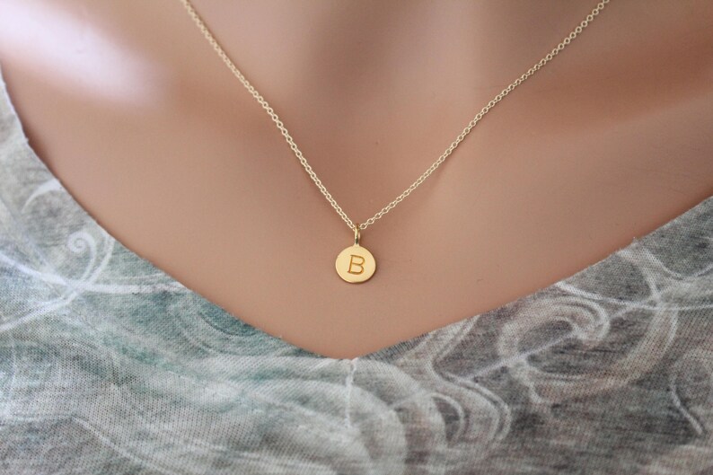 Gold Simple B Initial Necklace Gold Stamped B Necklace - Etsy