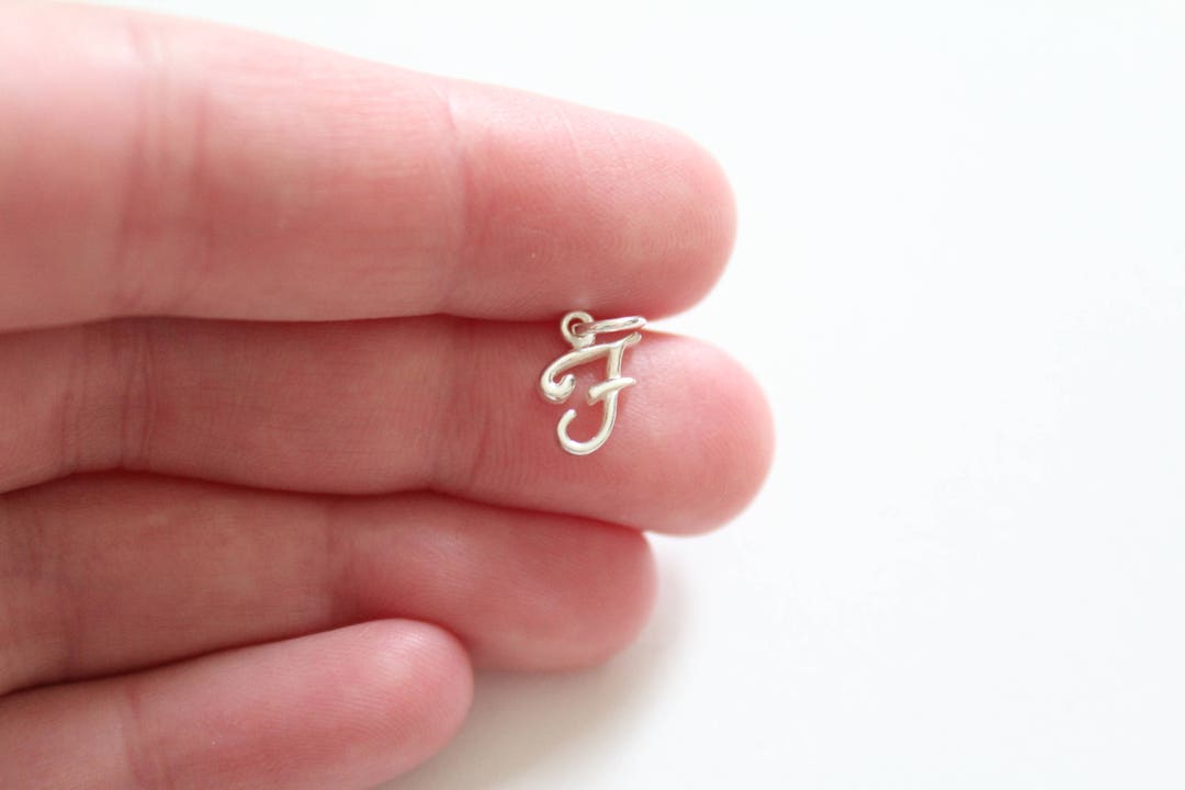 Sterling Silver Cursive Letter F Initial Charm - Etsy