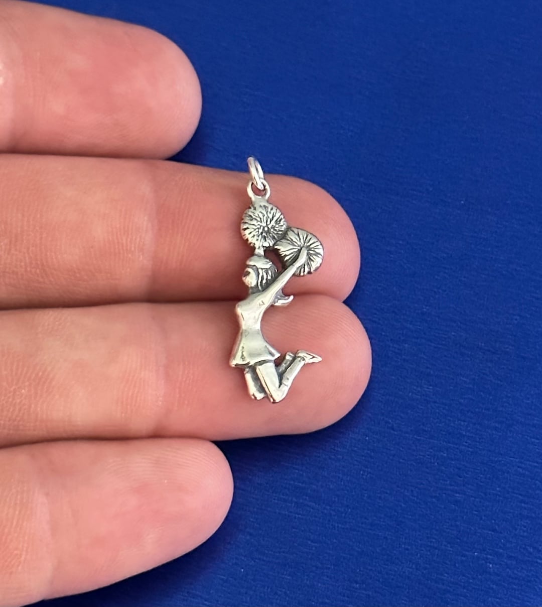 Sterling Silver Cheerleader Charm, Silver Cheerleader Pendant, Silver ...