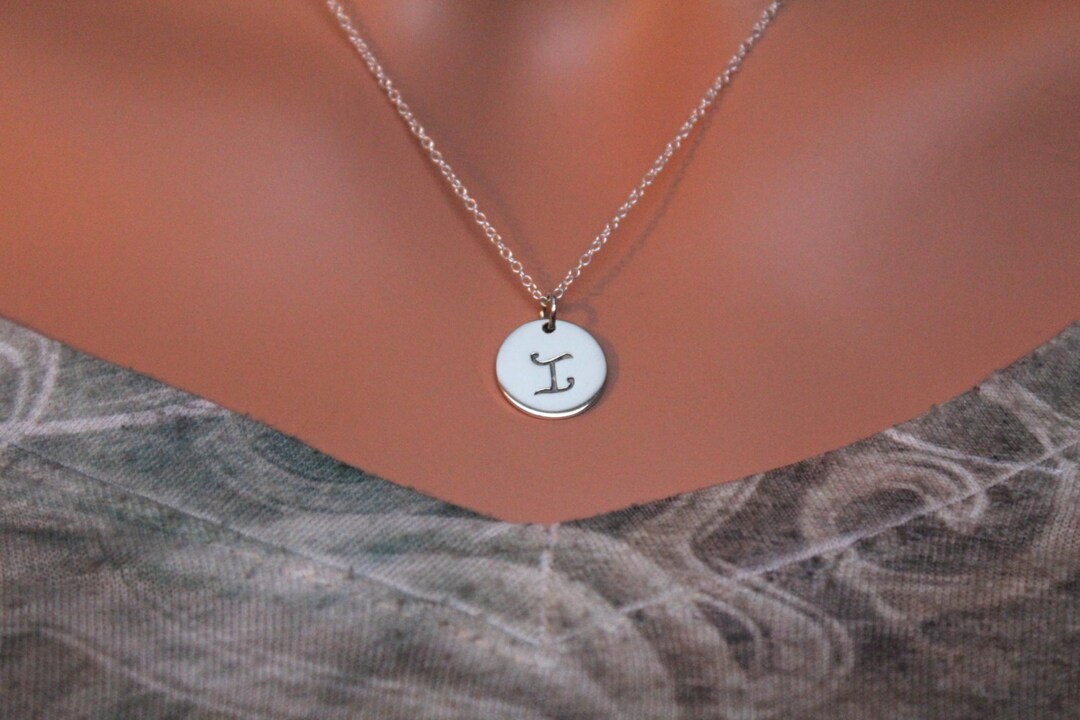 Sterling Silver Cursive Circular I Initial Charm Necklace, Cursive I ...