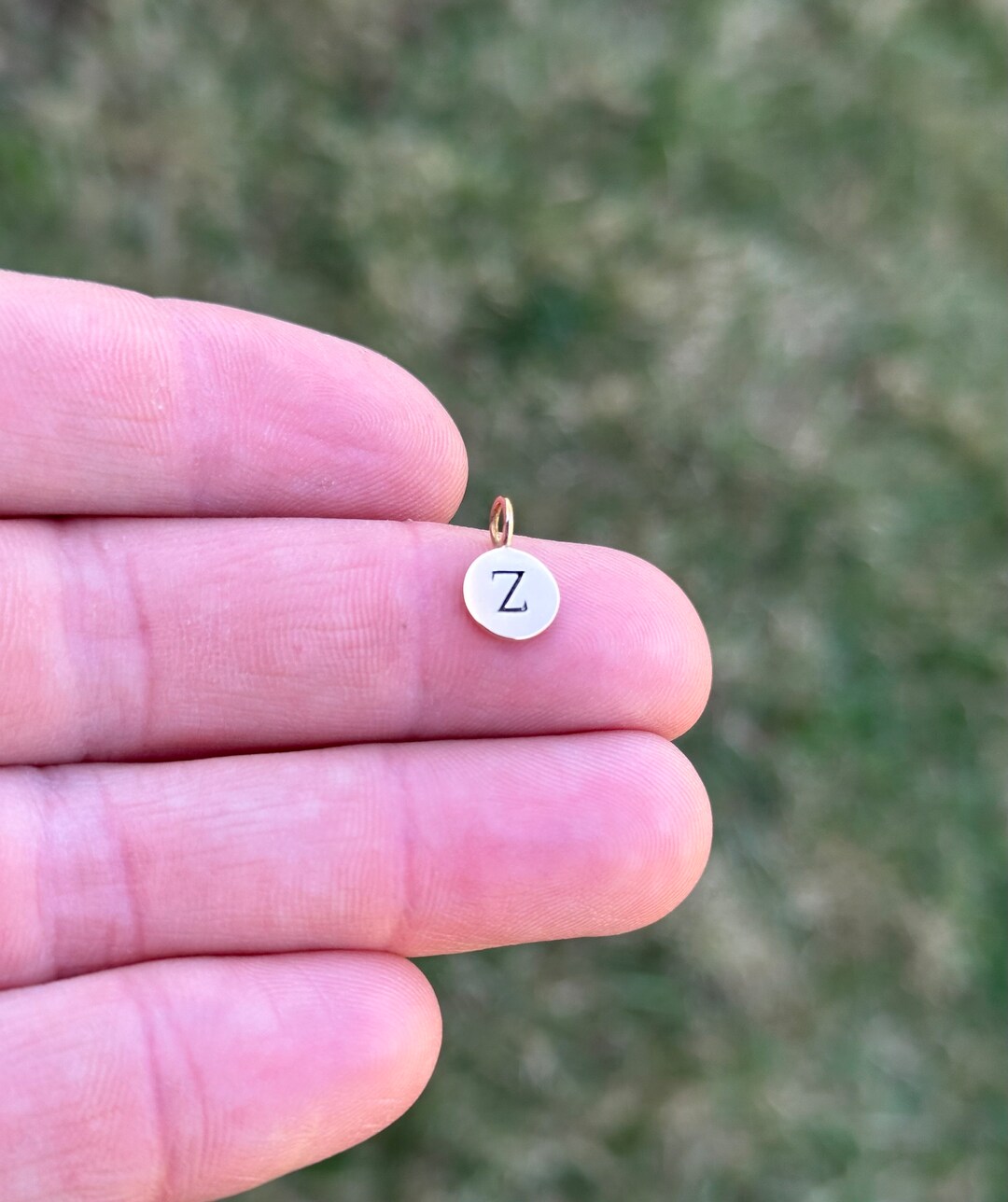 Bronze Letter Z Charm: Circular Initial Pendant - Etsy UK