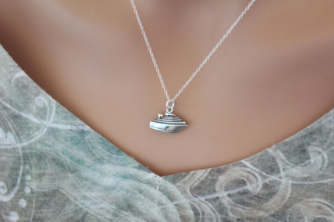 Sterling Silver Cruise Ship Pendant Necklace: Nautical Jewelry - Etsy