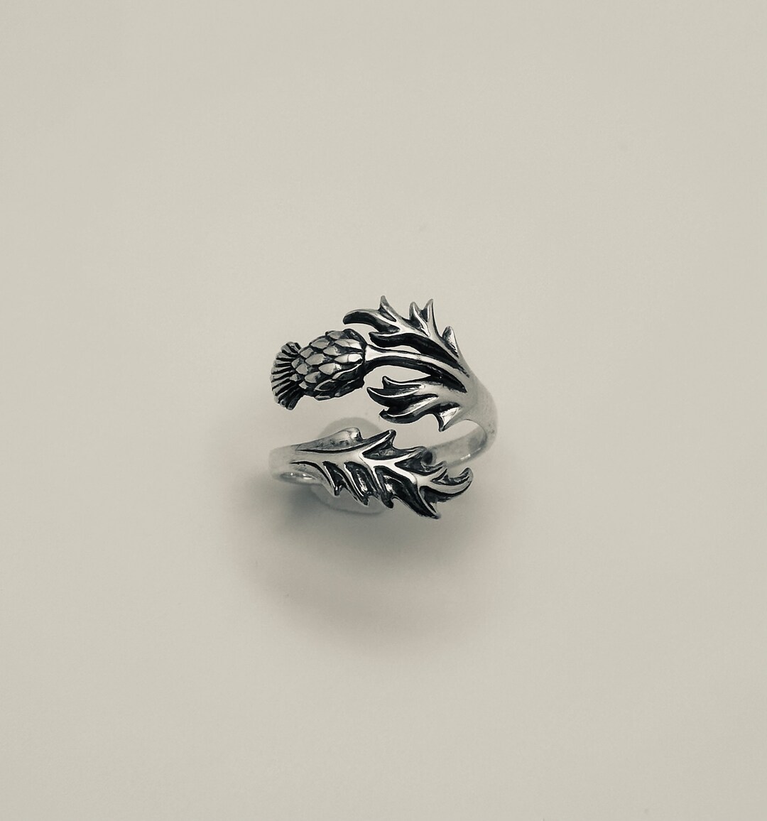 Sterling Silver Thistle Ring - Adjustable Flower Design - Etsy