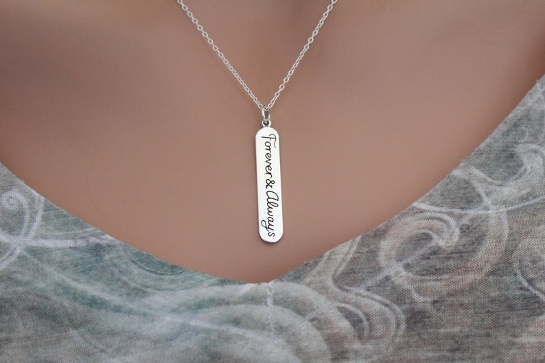 Sterling Silver Message Pendant Forever and Always Necklace - Etsy