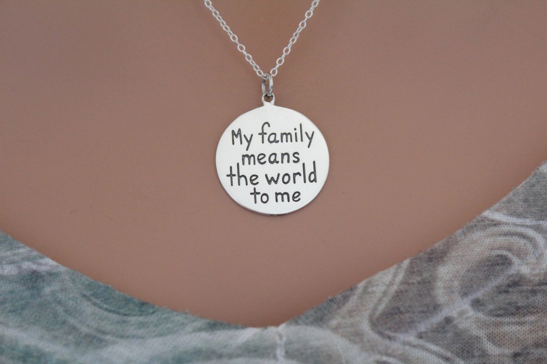 Sterling Silver My Family Means the Workd to Me Message Pendant ...
