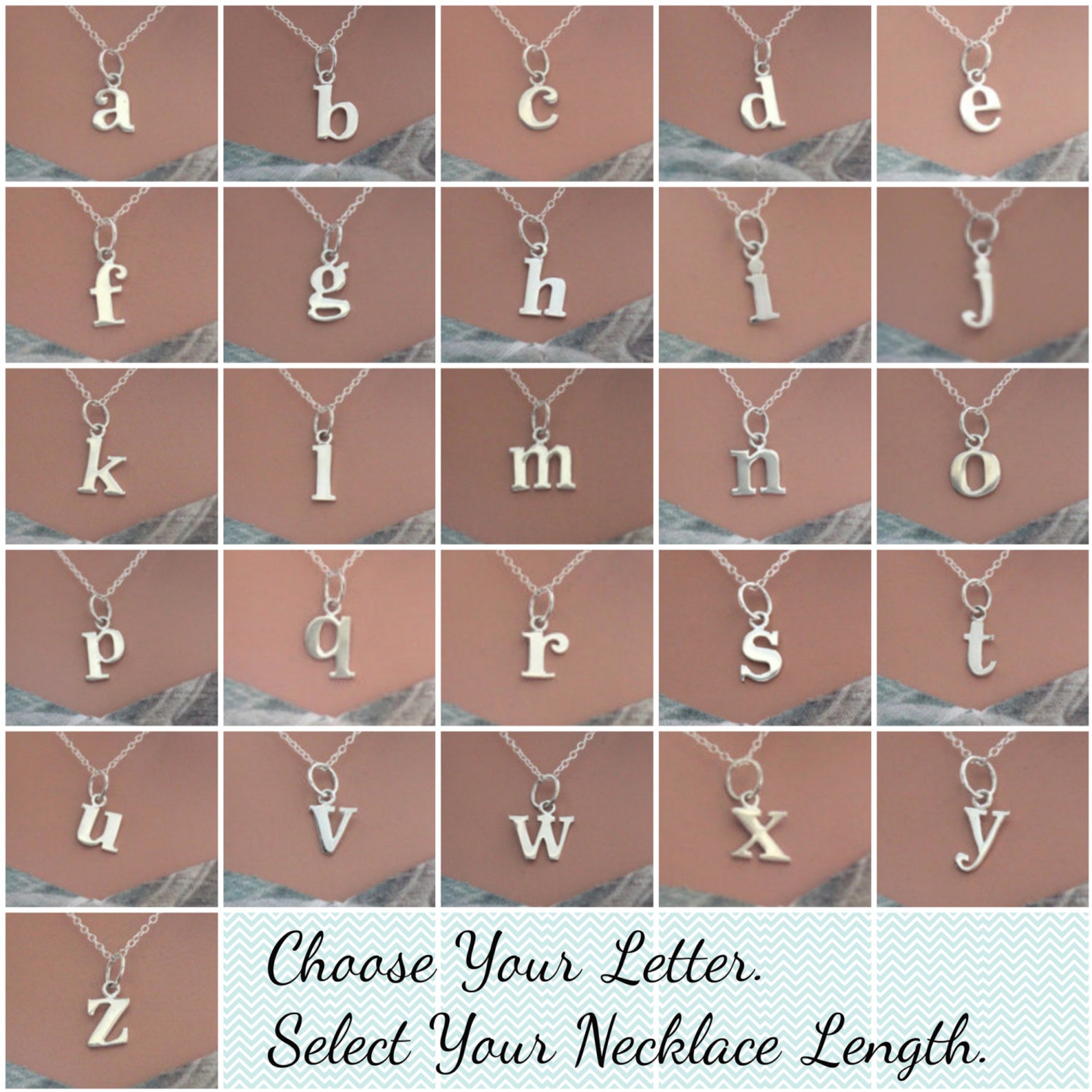 Sterling Silver Lowercase C Initial Charm Necklace C Initial | Etsy