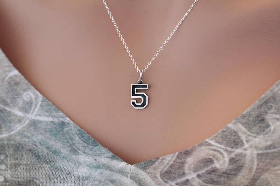 Sterling Silver Number 5 Charm Necklace - Etsy