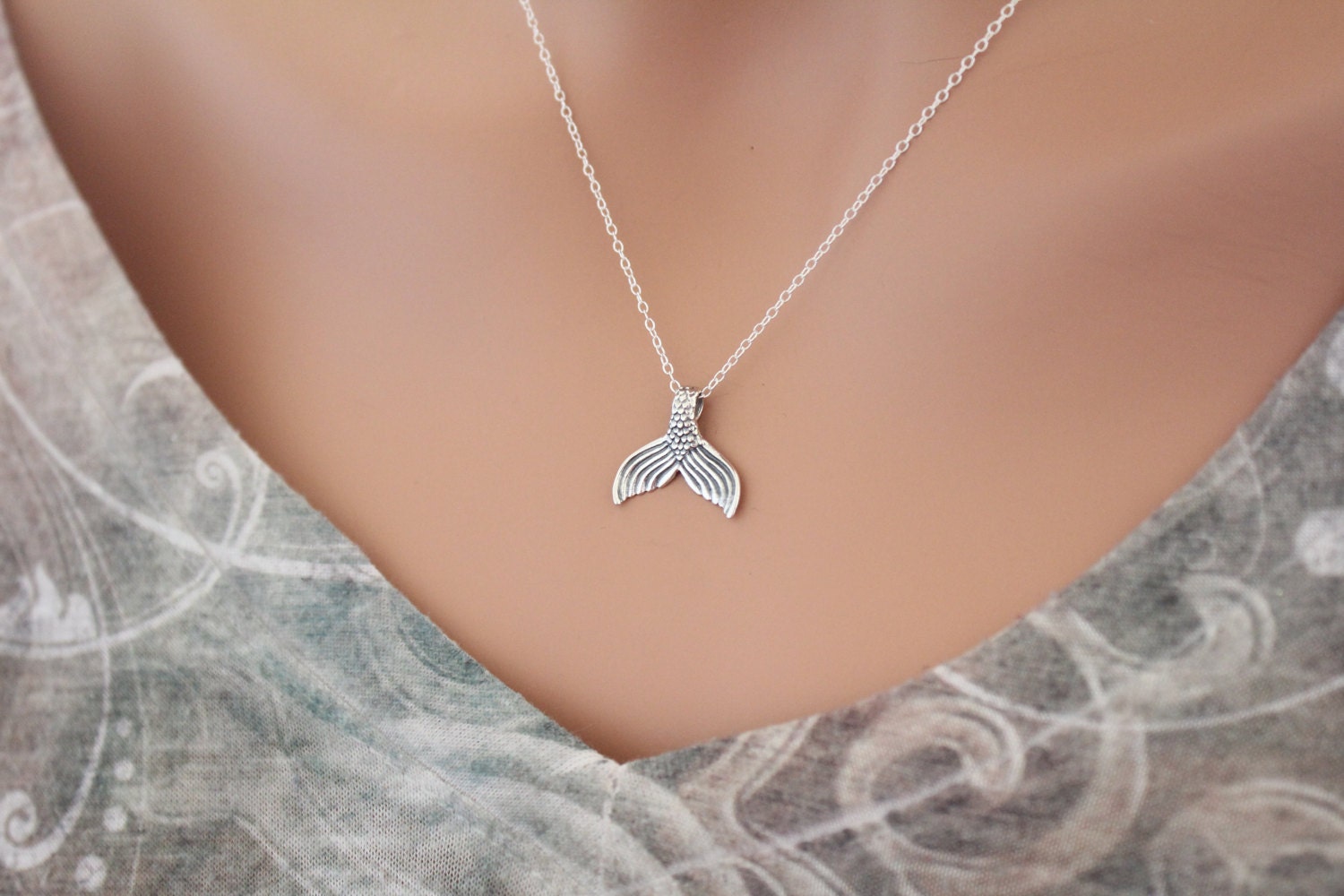 Sterling Silver Mermaid Tail Pendant Necklace Mermaid | Etsy