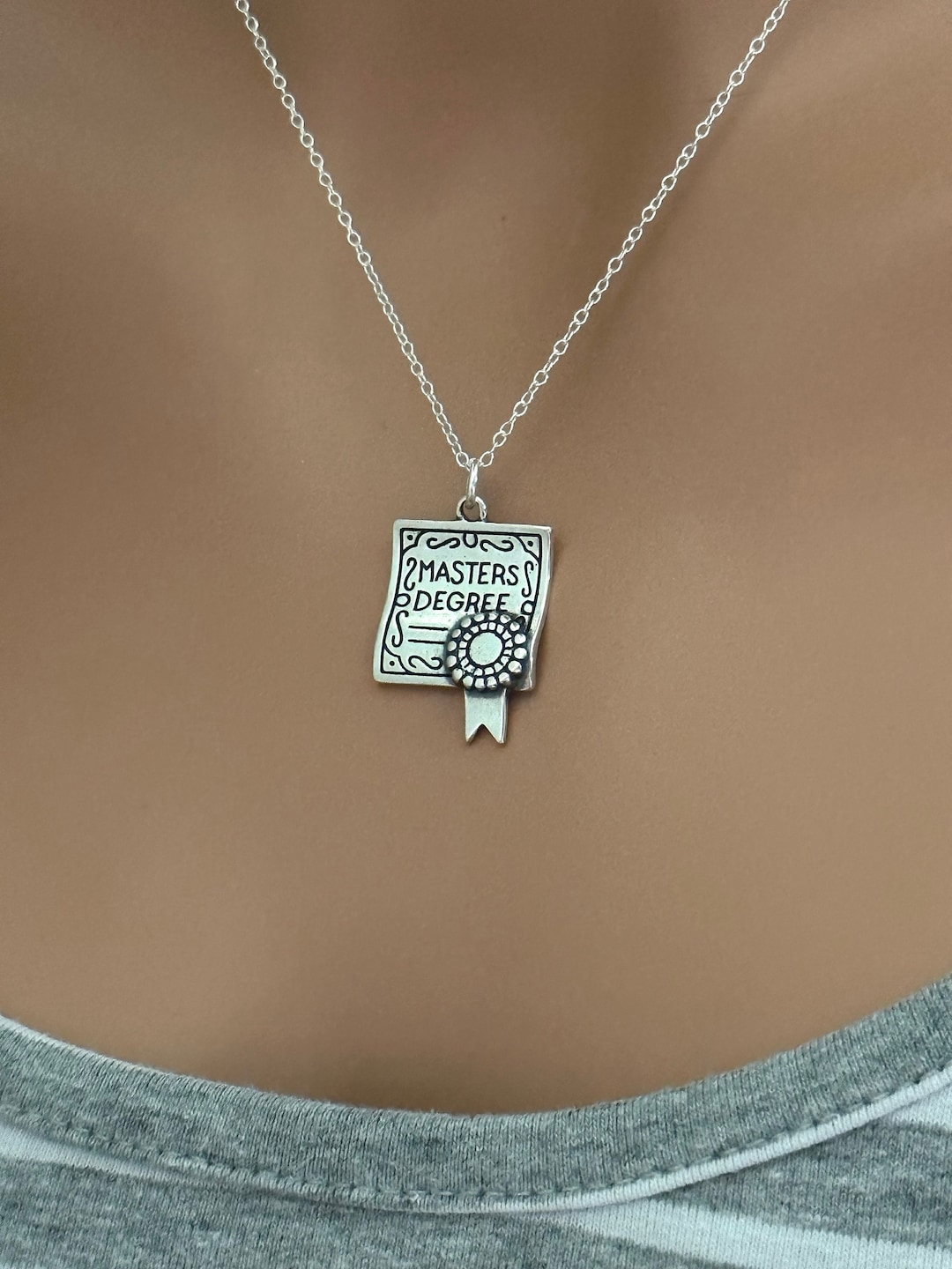 Sterling Silver Masters Degree Diploma Necklace - Etsy