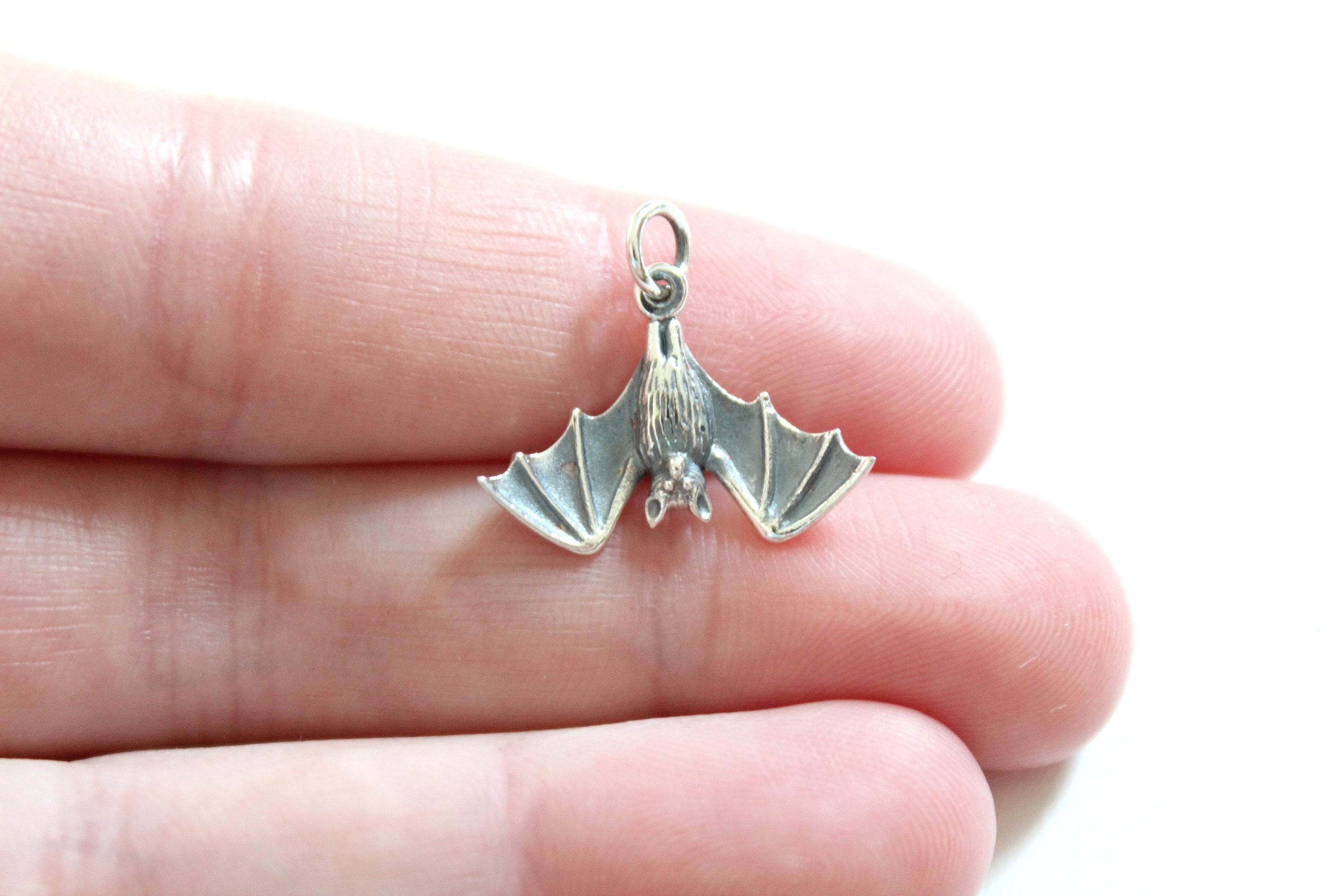 Sterling Silver Bat Charm Bat Pendant Realistic Bat Charm - Etsy