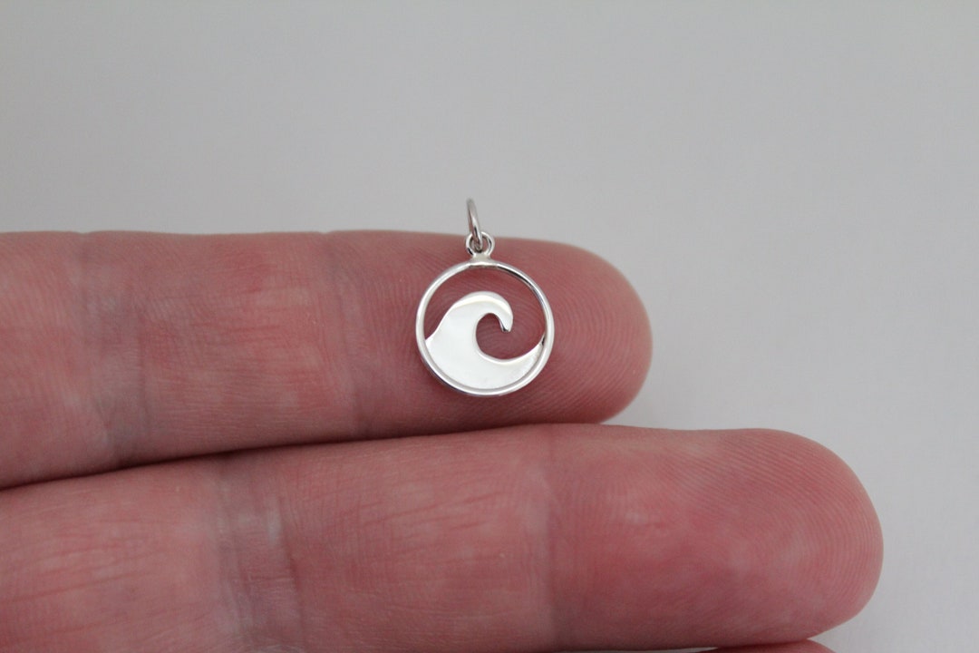 Sterling Silver Ocean Wave Charm Pendant - Etsy