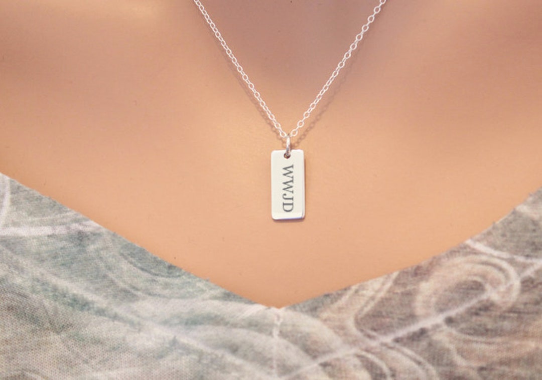 Sterling Silver WWJD Charm Necklace: Engraved Christian Jewelry - Etsy