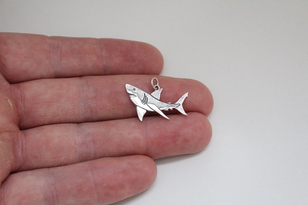 Sterling Silver Great White Shark Charm, Sterling Silver Apex Predator ...