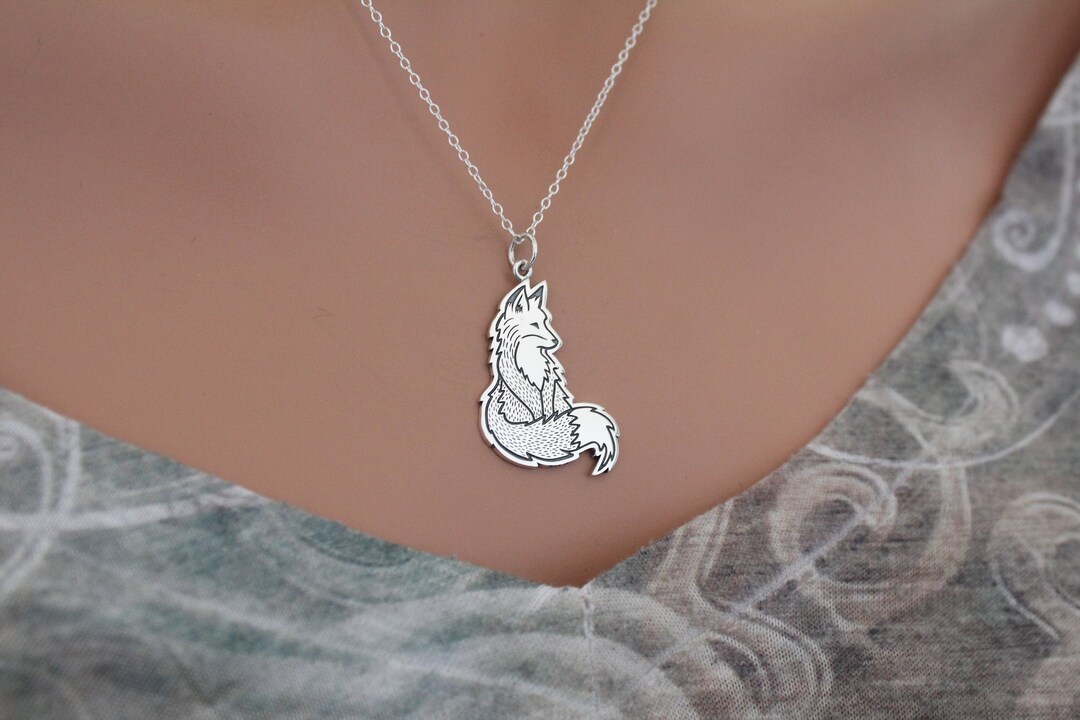 Sterling Silver Fox Charm Necklace, Silver Fox Charm Necklace ...
