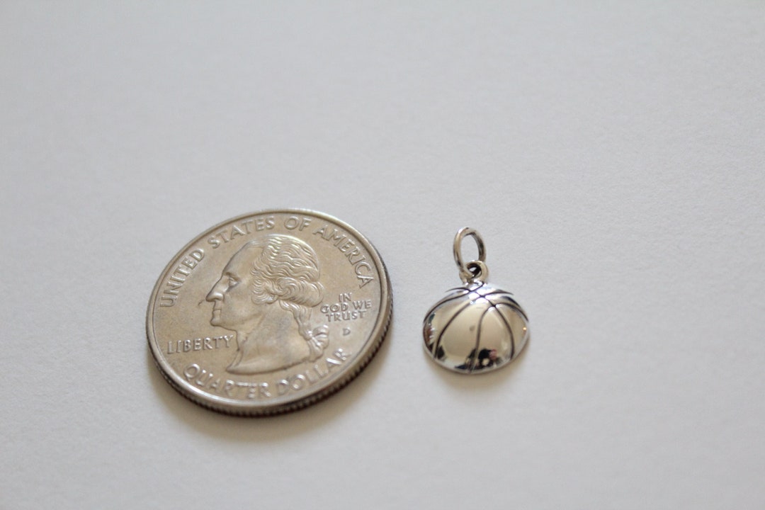 Sterling Silver Basketball Charm Necklace, Silver Basketball Pendant ...