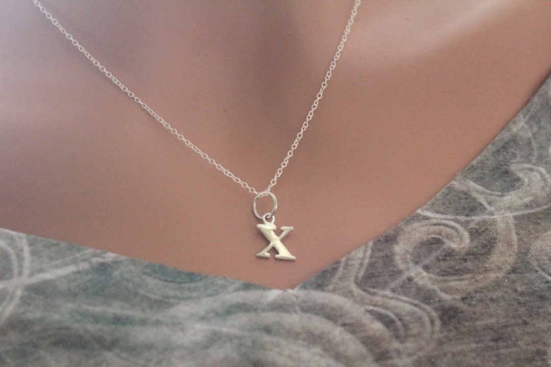 Sterling Silver Lowercase X Initial Necklace - Etsy