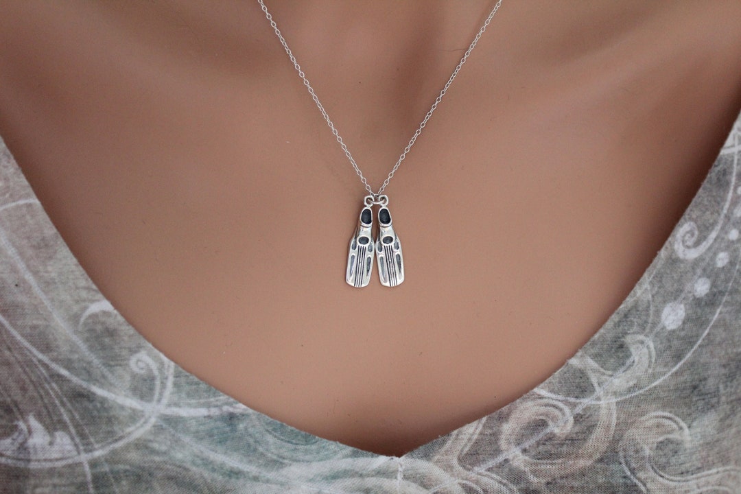 Sterling Silver Swim Fins Necklace: Scuba Diving Jewelry - Etsy