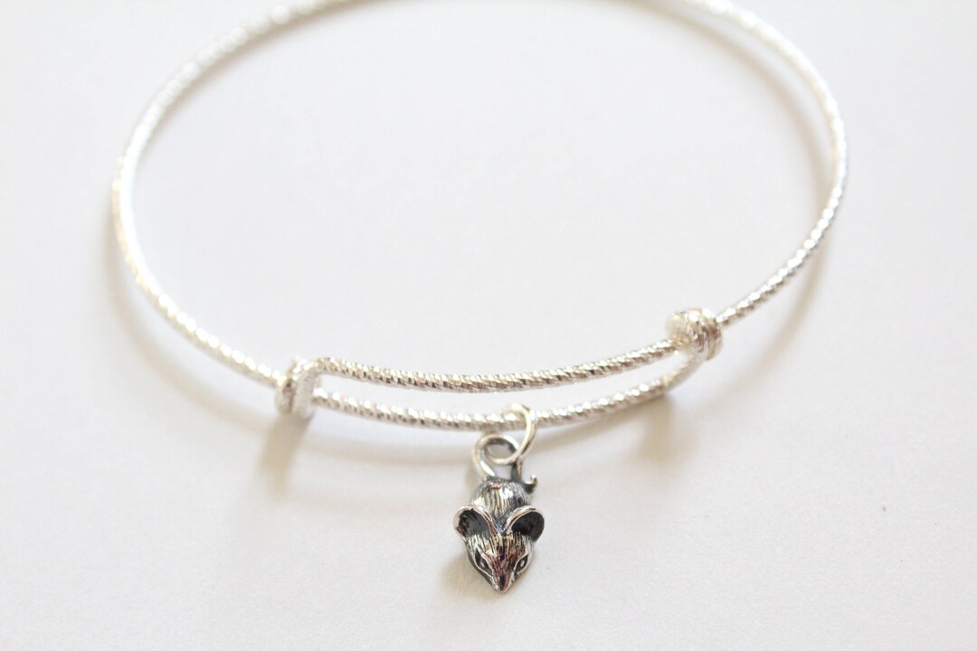 Sterling Silver Bracelet With Sterling Silver Mouse Charm, Tiny Mouse ...